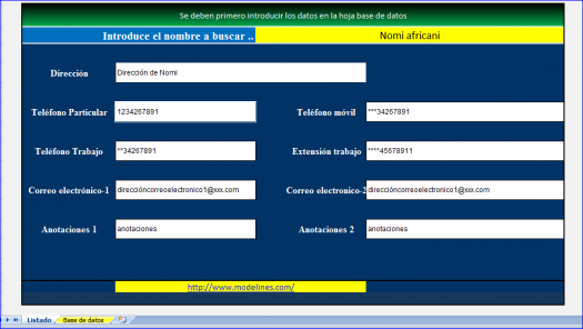 Agenda telefónica en Excel